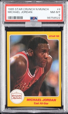 Michael Jordan 1985 Star Crunch 'N Munch All-Stars #4 RC Rookie PSA 8 ...
