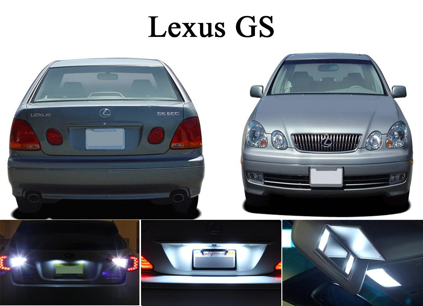White LED Package - License Plate + Vanity + Reverse for Lexus GS 300 ...