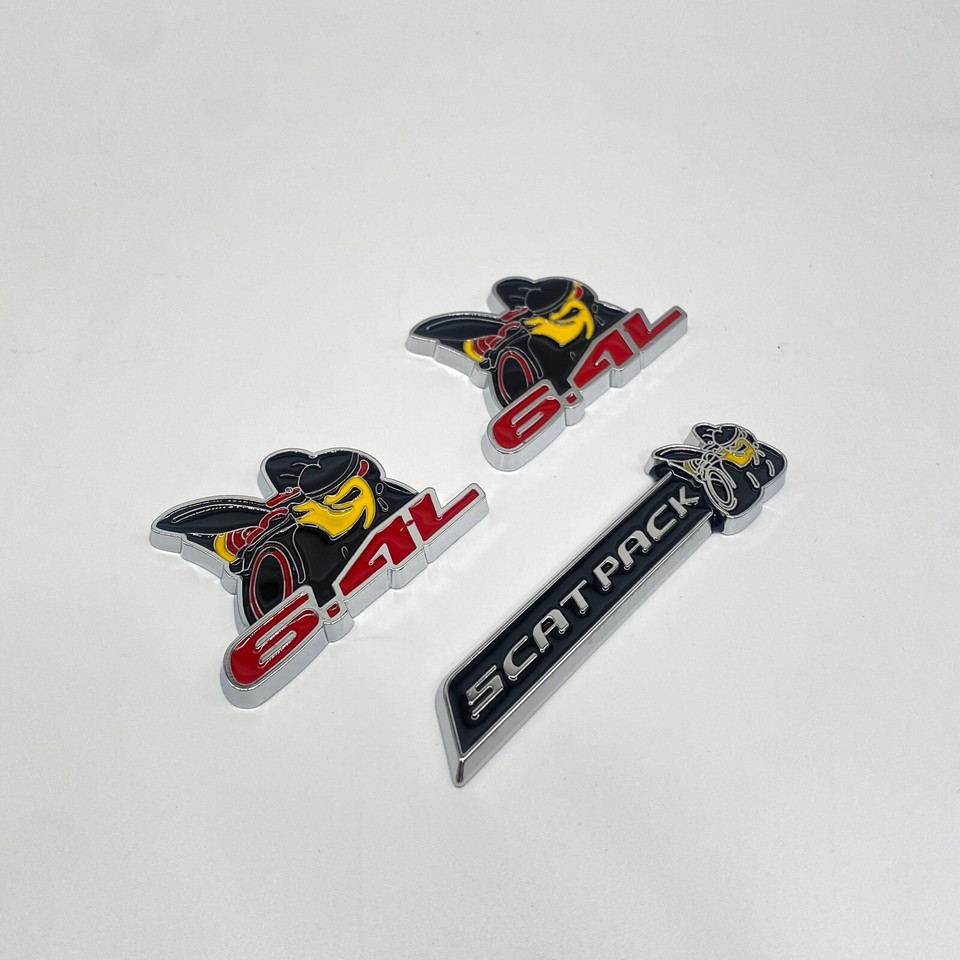 3Pcs 6.4L Super SCAT PACK Bee Emblems Badges 3D Sticker Trunk Fit All ...