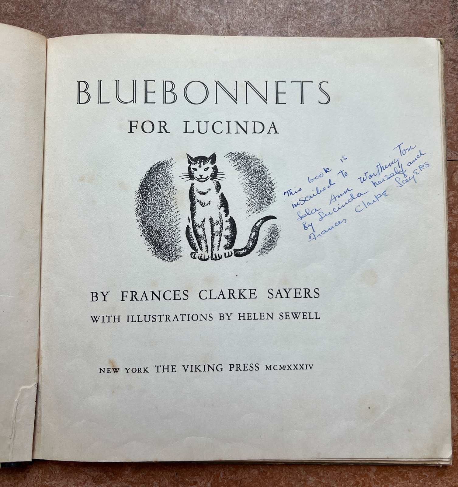 Vintage Bluebonnets For Lucinda Signed Frances Clarke Sayers Book ...