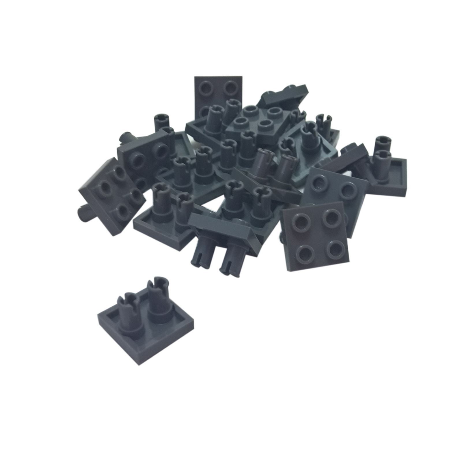 20 NEW LEGO Plate, Modified 2 x 2 with Pins on Bottom Dark Bluish Gray ...