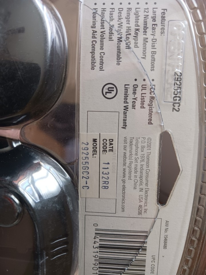 Vintage 2001 GE Memory Phone New In Package Black Wall Mountable | eBay