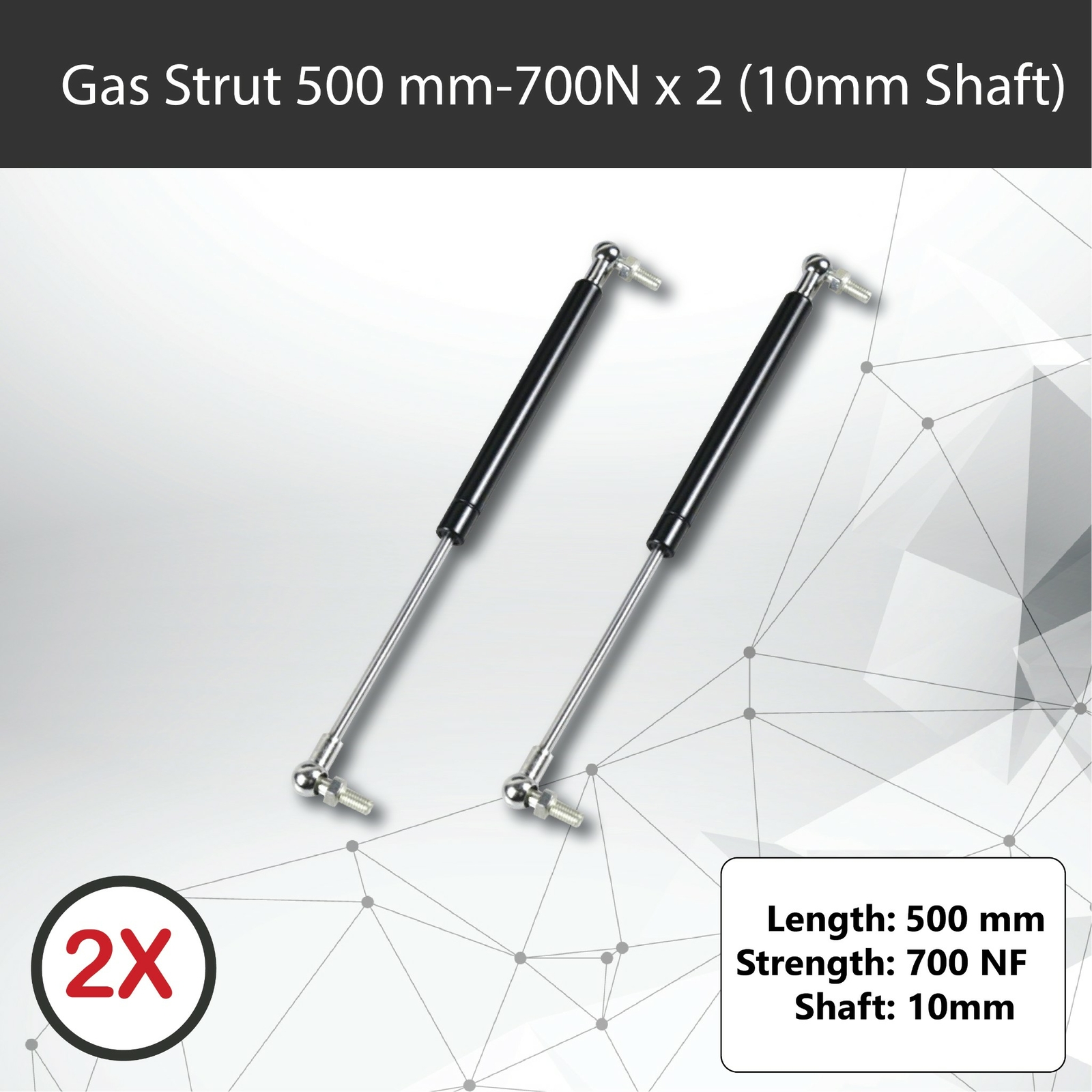 Gas Struts 500mm-700N x2 (10mm Shaft) Caravans Trailer, Canopy ...
