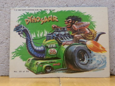 COOL VINTAGE 1980 TOPPS WEIRD WHEELS CAR STICKER TRADING CARD DYNO SAUR ...