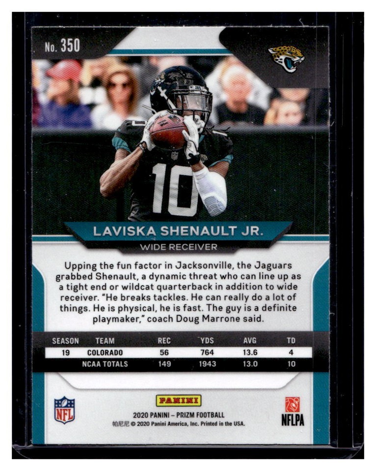 2020 Panini Prizm #350 Laviska Shenault Jr. Negative Black White Prizm ...