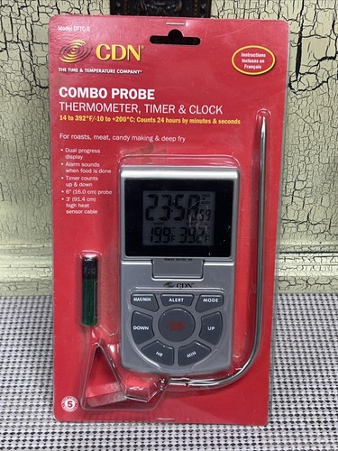CDN Digital Programmable Probe In Oven Thermometer and Timer, Silver ...