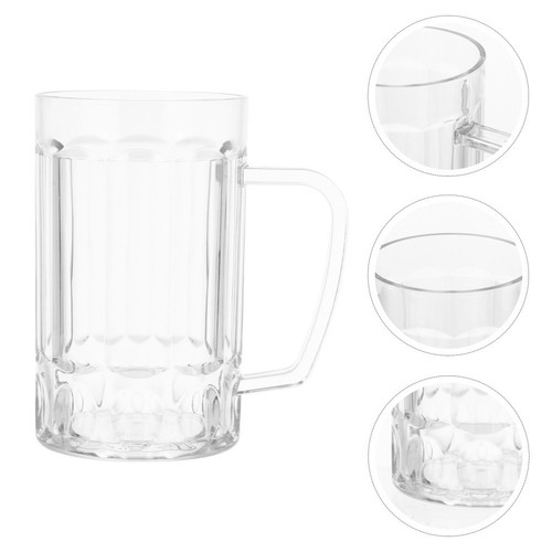 Plastic Transparent Beer Mug 540ml with Handlegrip Easy Hold Water Cup ...