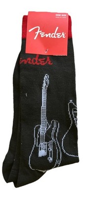 Fender Electric Guitar Crew Socks Black Red Pixelated Rockstar One Size ...