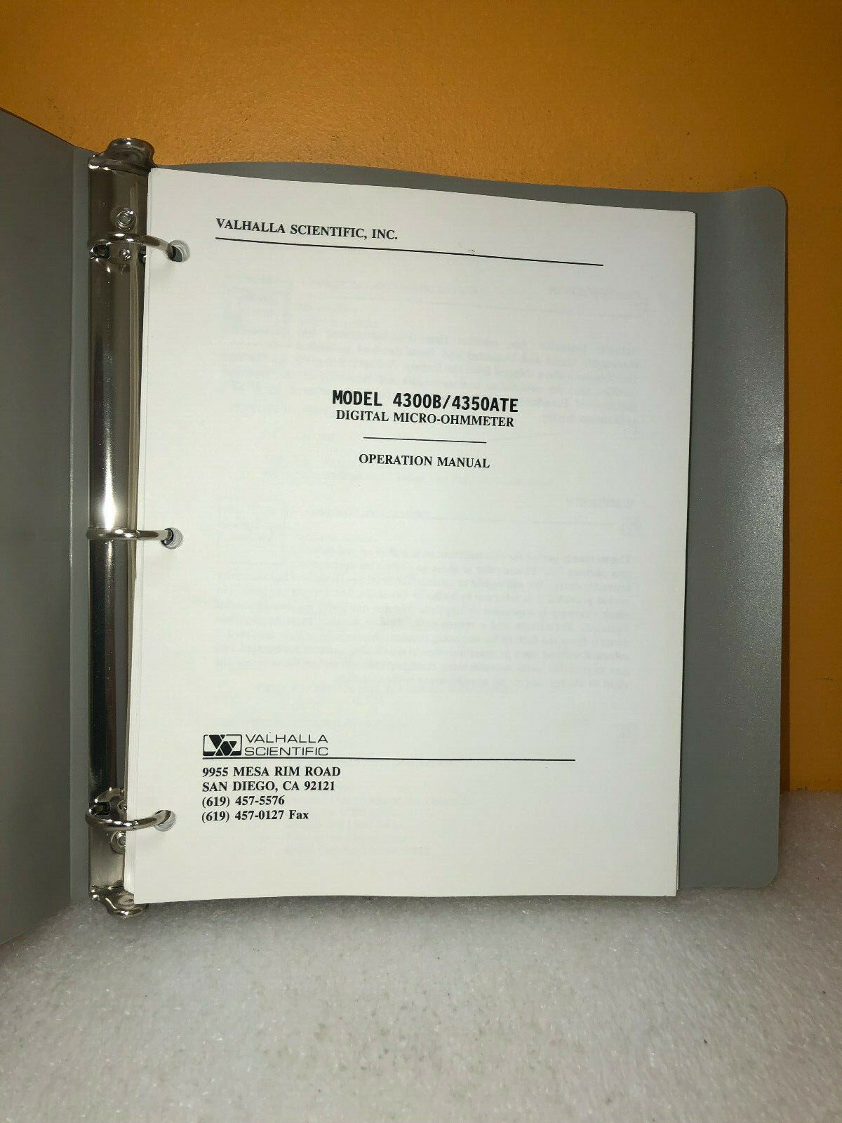 Valhalla Scientific 4300B/4350ATE Operation Manual | eBay