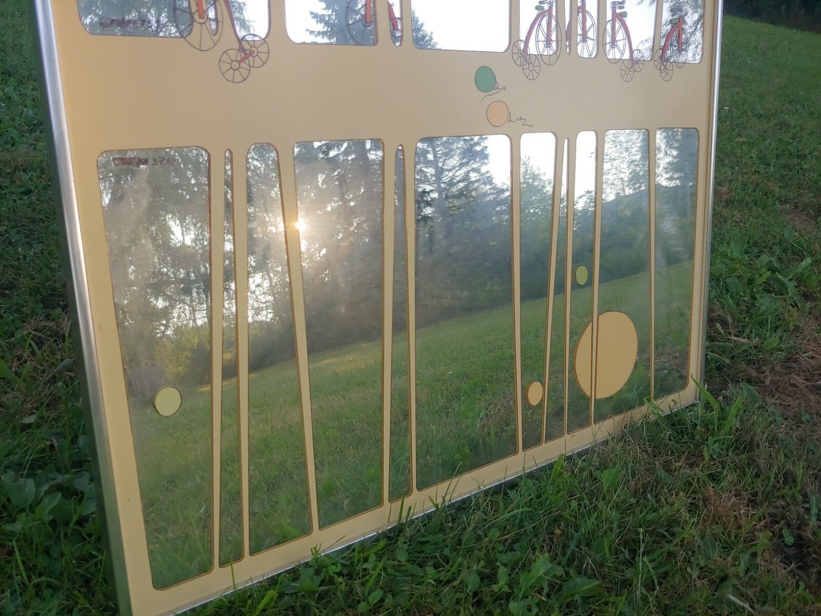 Vintage 1975 Greg Copeland Mirror / Wall Art - Tricycles, Balloons ...
