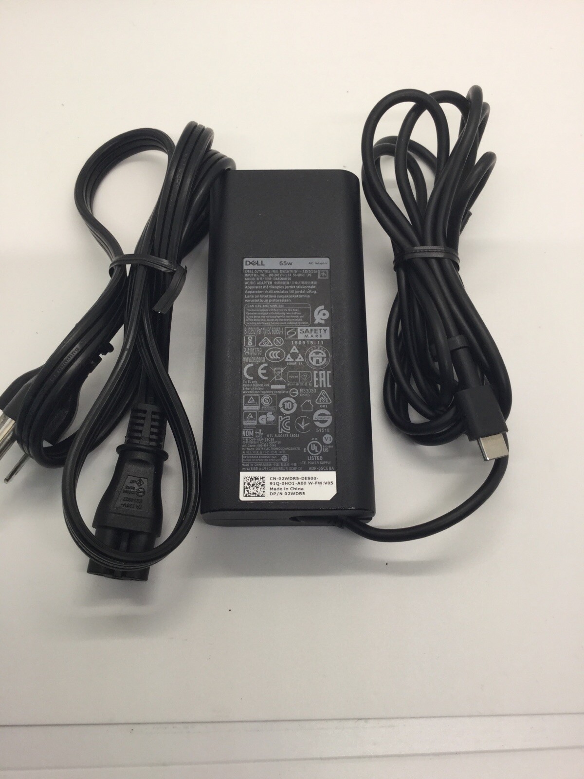 Genuine Dell 65W USB-C Chromebook 3100 AC Adapter 2WDR5 DA65NM190 Power ...