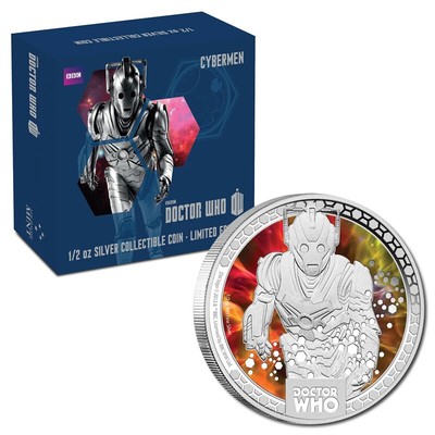 2014 New Zealand Mint $1 Doctor Who Monsters Cybermen 1/2oz Silver ...