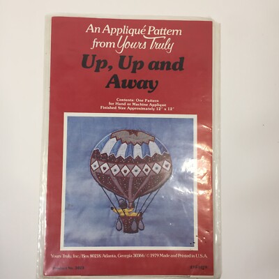 Up, Up and Away Quilt Pattern 12" x 12" Block Applique Your Truly | eBay