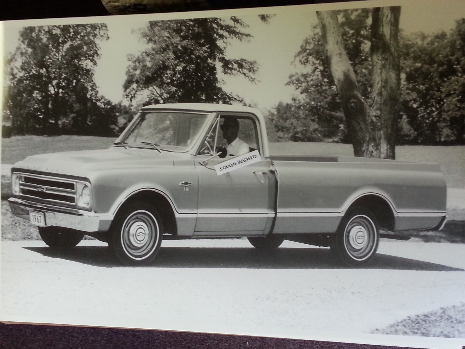 12 By 18" Black & White PICTURE 1967 Chevrolet Fleetside Pick up truck ...
