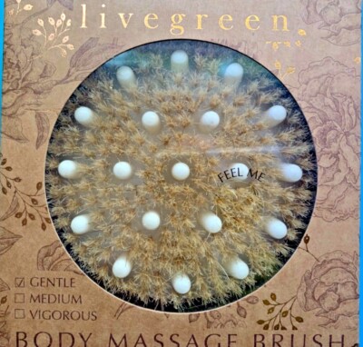 LIVEGREEN Dry or Wet Massage Bath Body Brush Natural Bristle Spa ...