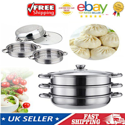 LARGE 28cm 5 Tier Stainless Steel Steam Cooker,Steamer Pan Cook Food ...