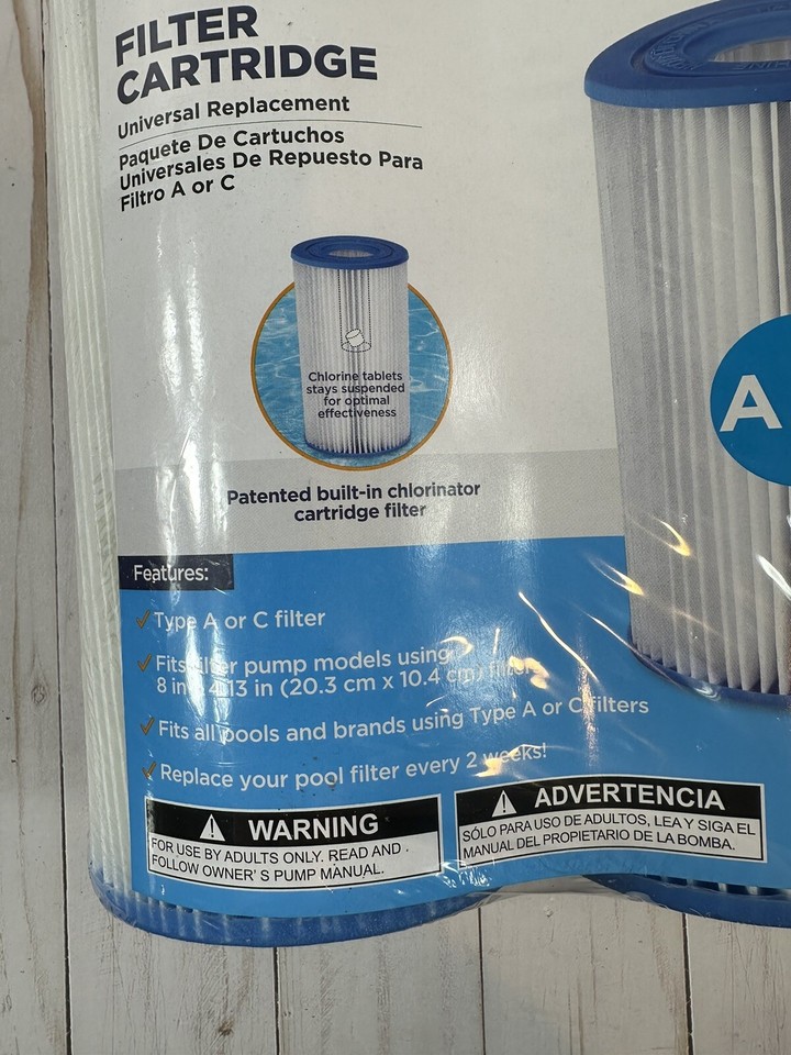 Summer Waves Pool Filter Cartridge Universal Replacement Type A/C 4 Pk ...