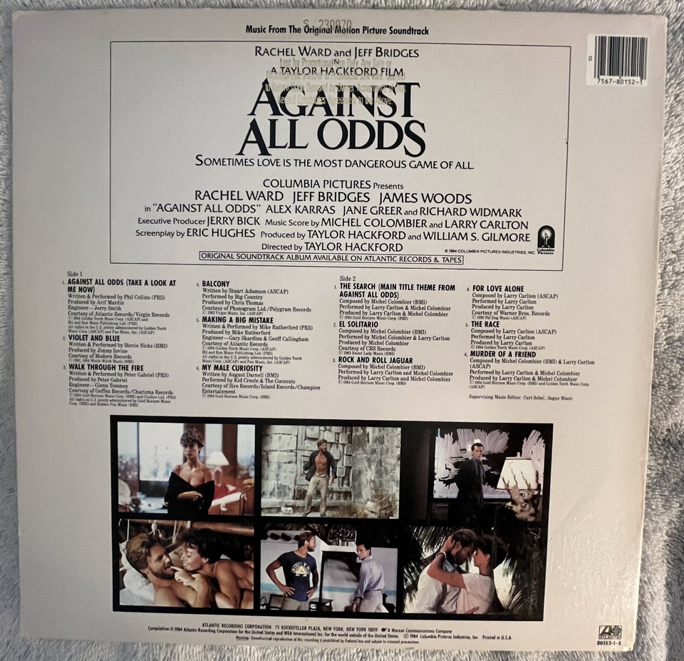 Against All Odds Soundtrack Phil Collins • Stevie Nicks vinyl record LP ...
