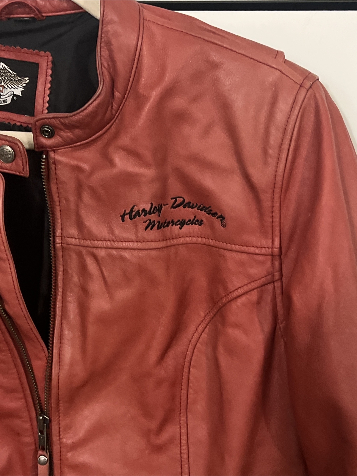 Harley Davidson Red Leather Riding Jacket Womens XL- … - Gem
