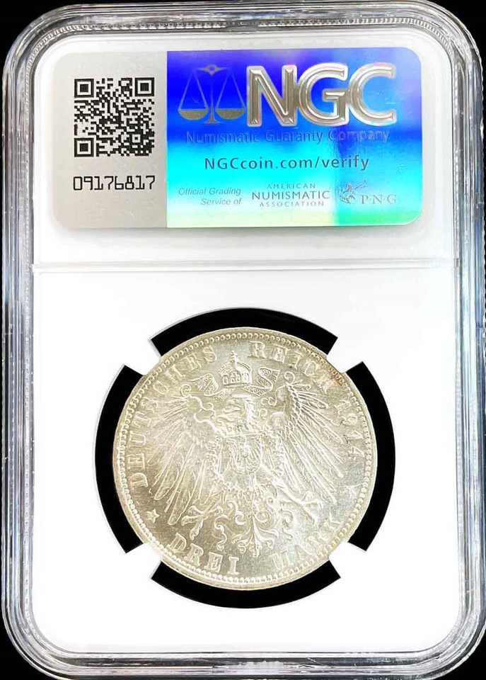 1914 D SILVER BAVARIA GERMAN STATES 3 MARK LUDWIG III COIN NGC ABOUT ...