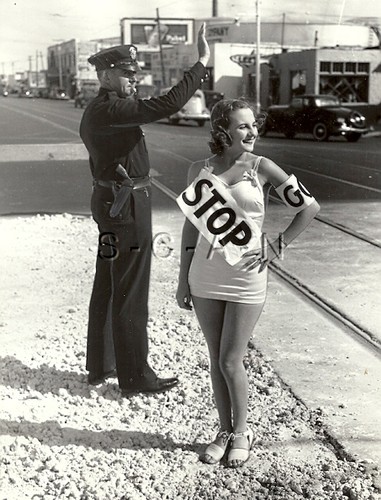 Org Vintage Large Risque Pinup Photo- Police Officer- Swimsuit- Miami ...