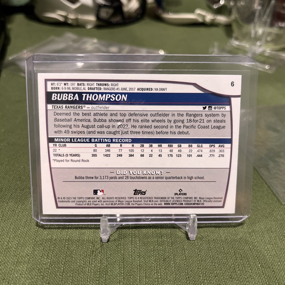 2023 Topps Big League Rookie Bubba Thompson Black Foil Border Serial 05 ...