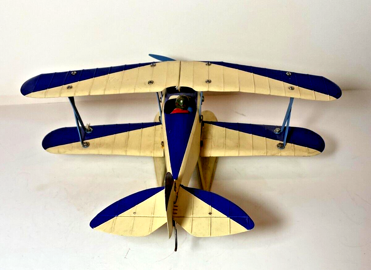 Meccano Aeroplane TinTin Litho Toy Sea Plane / Biplane w/ Pilot ...