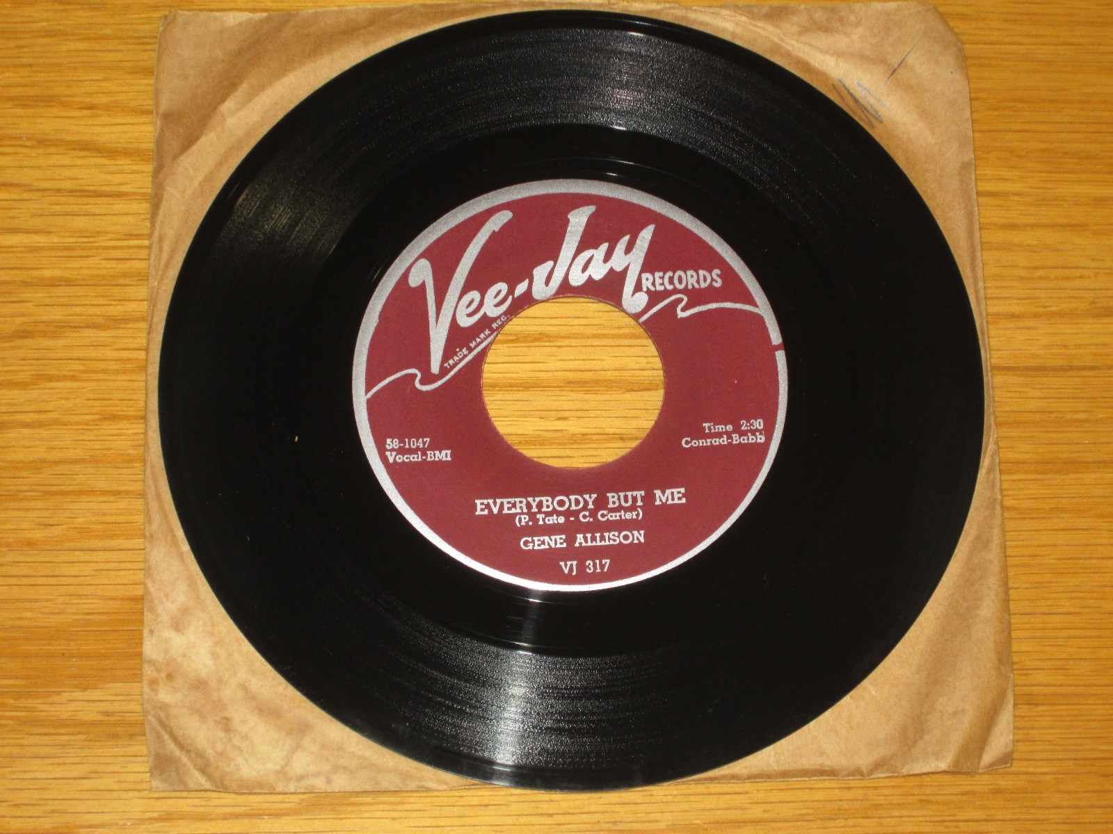 R&B 45 RPM - GENE ALLISON - VEE-JAY 317 - "I BELIEVE IN MYSELF" | eBay