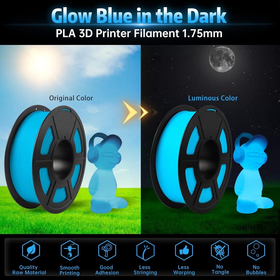 JAYO Yellow PLA Glow in The Dark 3D Filament Luminous 1.1KG 1.75mm ...