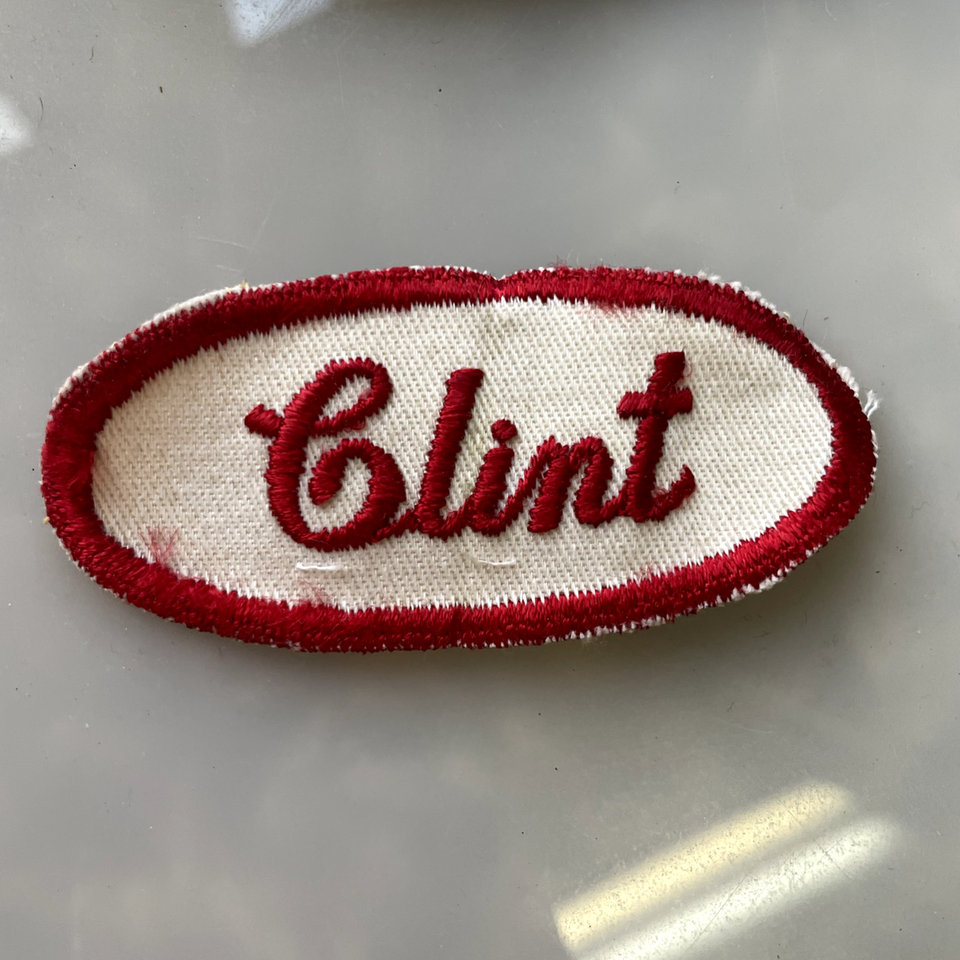 Embroidered Vintage Name Tag Patch for Work Shirt Uniform Red and Blue ...