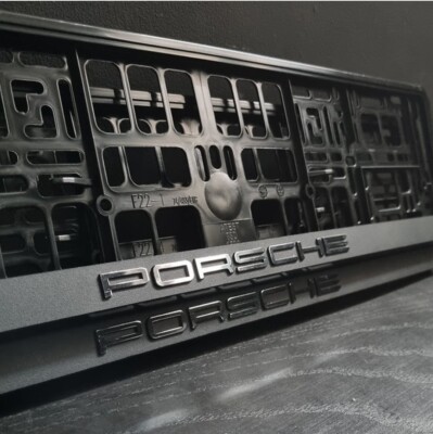 SET OF x2 CHROME PORSCHE Number Plate Surrounds Holders Frames For Any ...