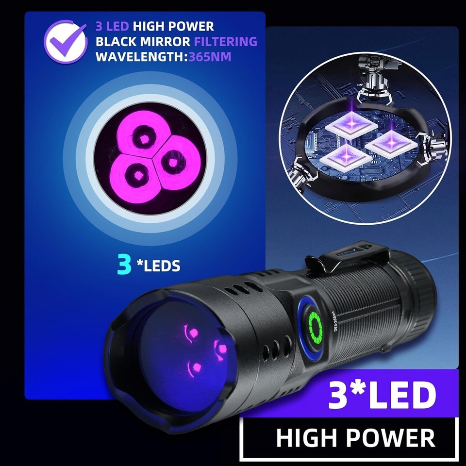 uvBeast New V3 365nm Black Light UV Flashlight - HIGH Power Upgraded ...