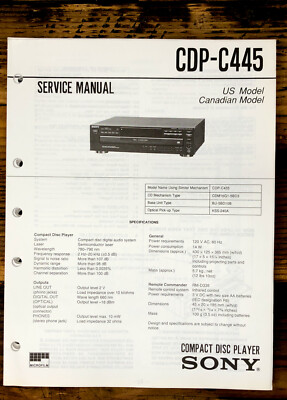 Sony CDP-C445 CD Player Service Manual *Original* | eBay