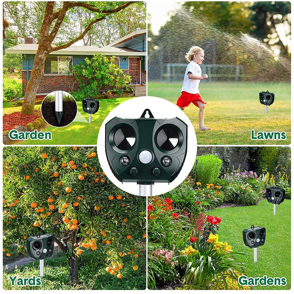 Solar Animal & Pets Ultrasonic Bird Repeller Motion Sensor Rat Cat ...