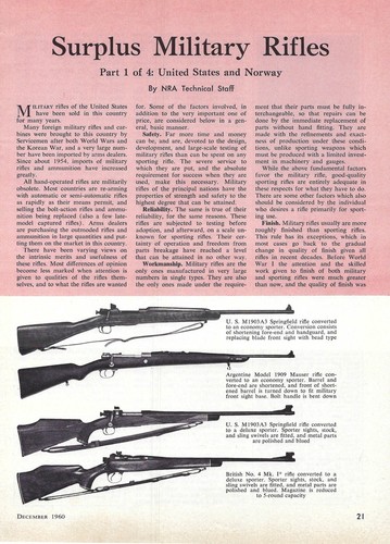 1960 American Rifleman Surplus Military Rifles 1 Vintage Print Ad ...