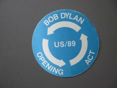 Bob Dylan backstage pass satin cloth sticker US/89 blue circle ORIGINAL ...