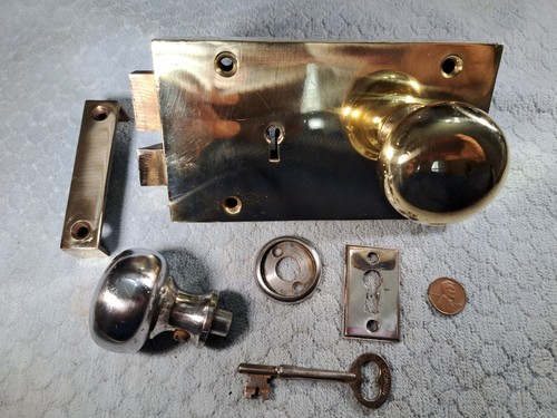 Brass Rim Lock Colonial Revival Chrome knob Yale LH | eBay