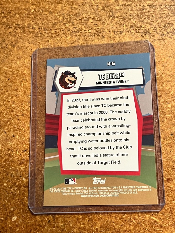 2024 Topps Big League Baseball Mascots # M-16 TC Bear Minnesota Twins ...