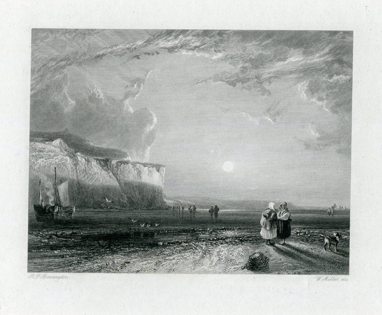 The Seashore, Cornwall. Engraving By William Miller Copy Of R P ...