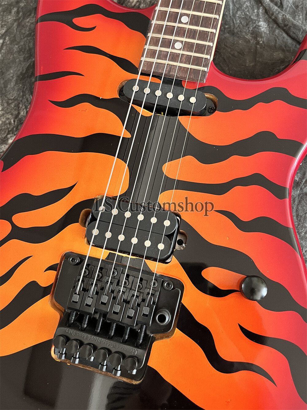 Custom George Lynch Electric Guitar ST Sunburst Tiger 6 String Black ...