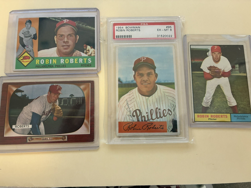Lot (4) Robin Roberts Bowman & Topps Vintage Baseball Cards Phillies ...