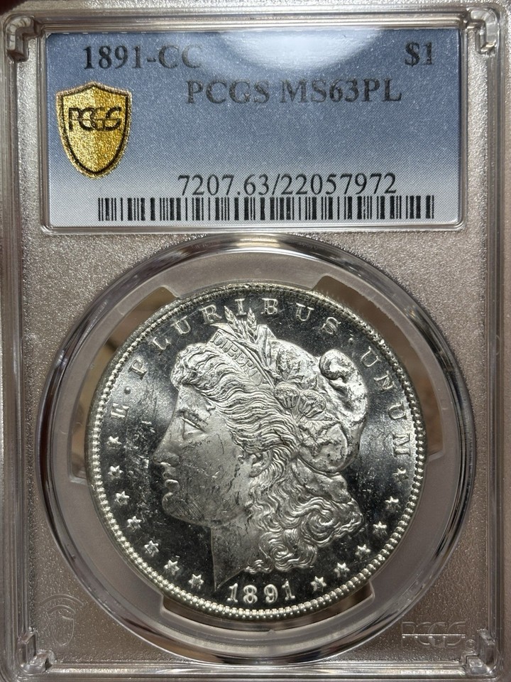 1891-CC PCGS MS63 PL Morgan Dollar $1, Stunning Carson City, Proof Like ...