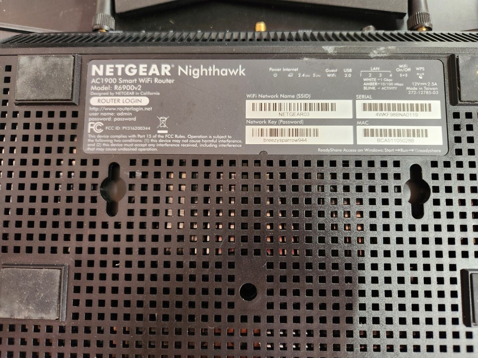NETGEAR R6900 Nighthawk Ac1900 Smart WiFi Router 2 Antennas ...