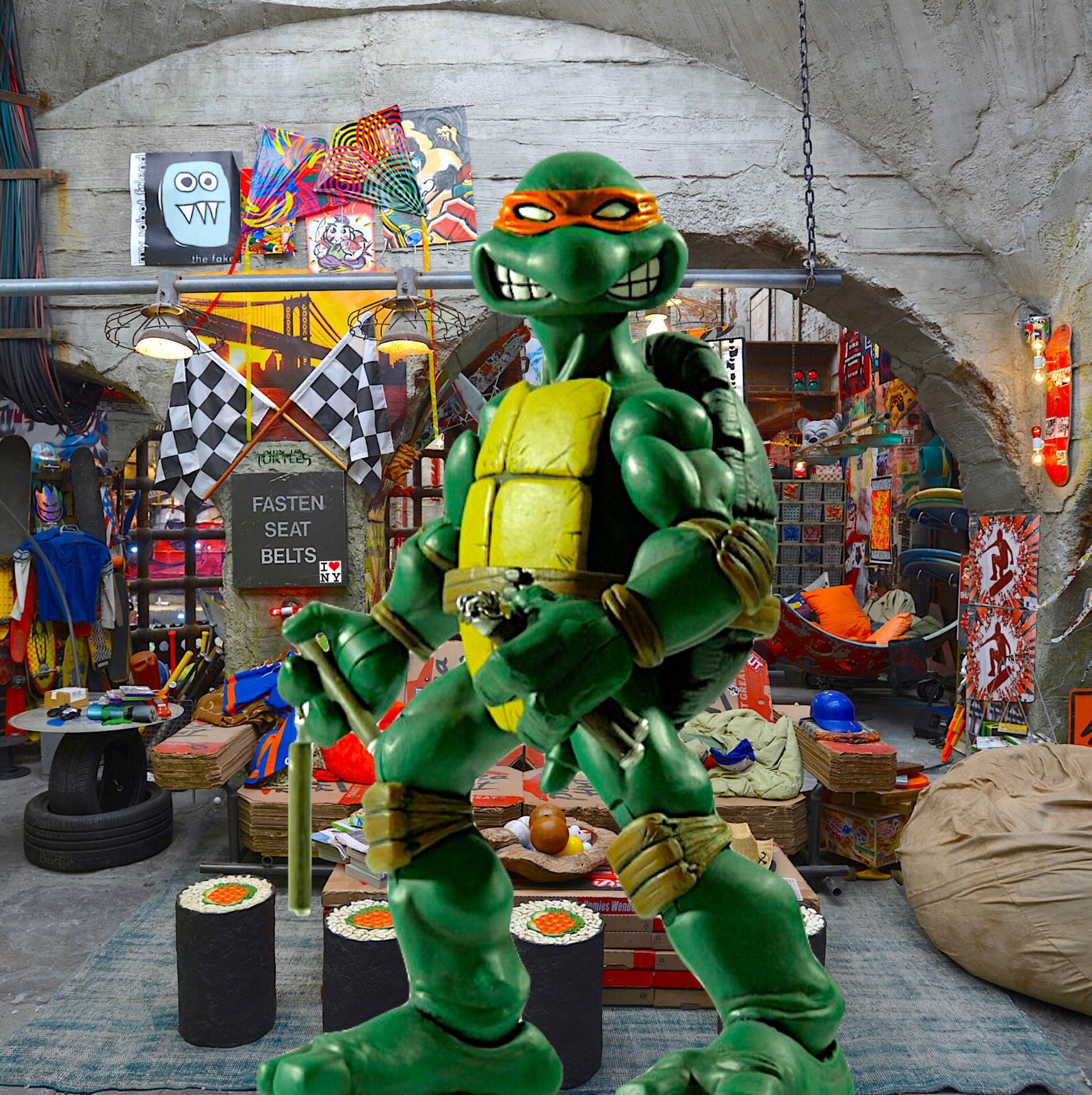 1/6 ThreeZero TMNT Backdrop 15"x15" - 1/6 Mondo Teenage Mutant Ninja ...