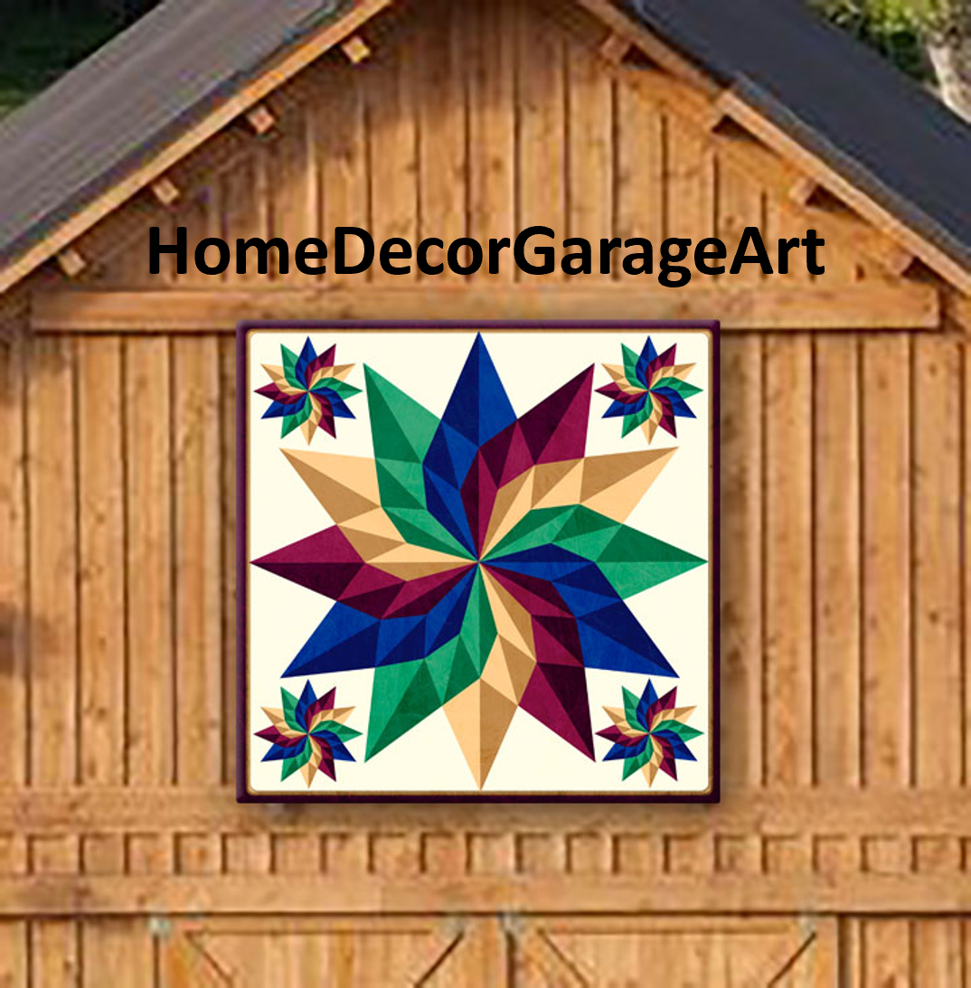 Amish Barn Art Quilt Metal Sign, Multi Dahlia Pinwheel, Dutch Amish ...