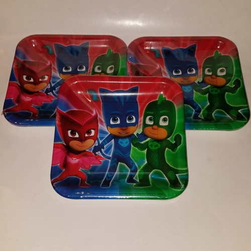 NEW 3 PJ Masks Paper Plates Lot Birthday Party Supplies 9" Square (8 ...