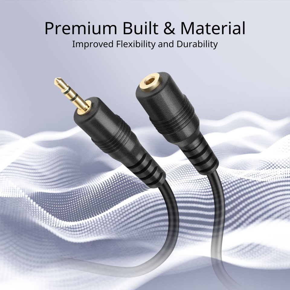 2.5mm Extension Cable 15FT Male to Female Stereo Audio Sub Mini Jack ...