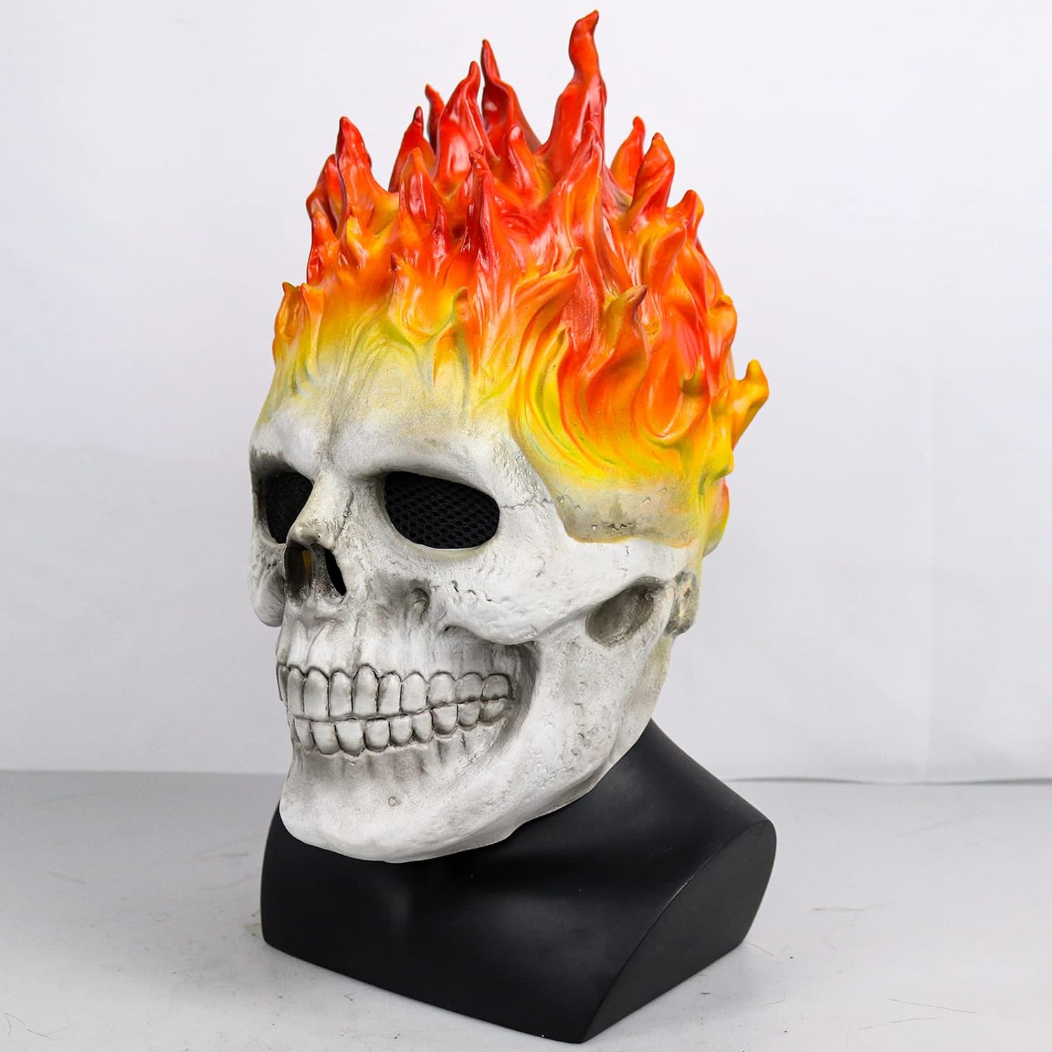 Halloween Ghost Rider Mask Skull Face Horror Masks with Fire Hair ...