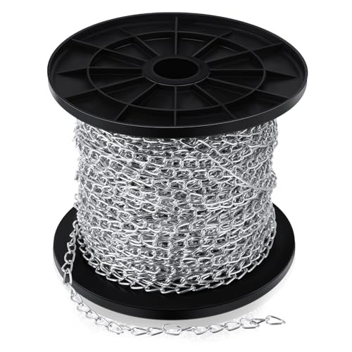 200 ft Galvanized Steel Hanging Jack Chain Metal Silver Link Chain Roll ...