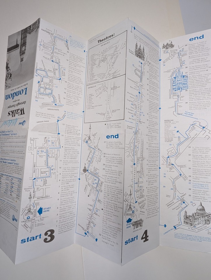 c1995 AT&T Walks Through Europe London Guide Map Brochure 6th Ed Travel ...